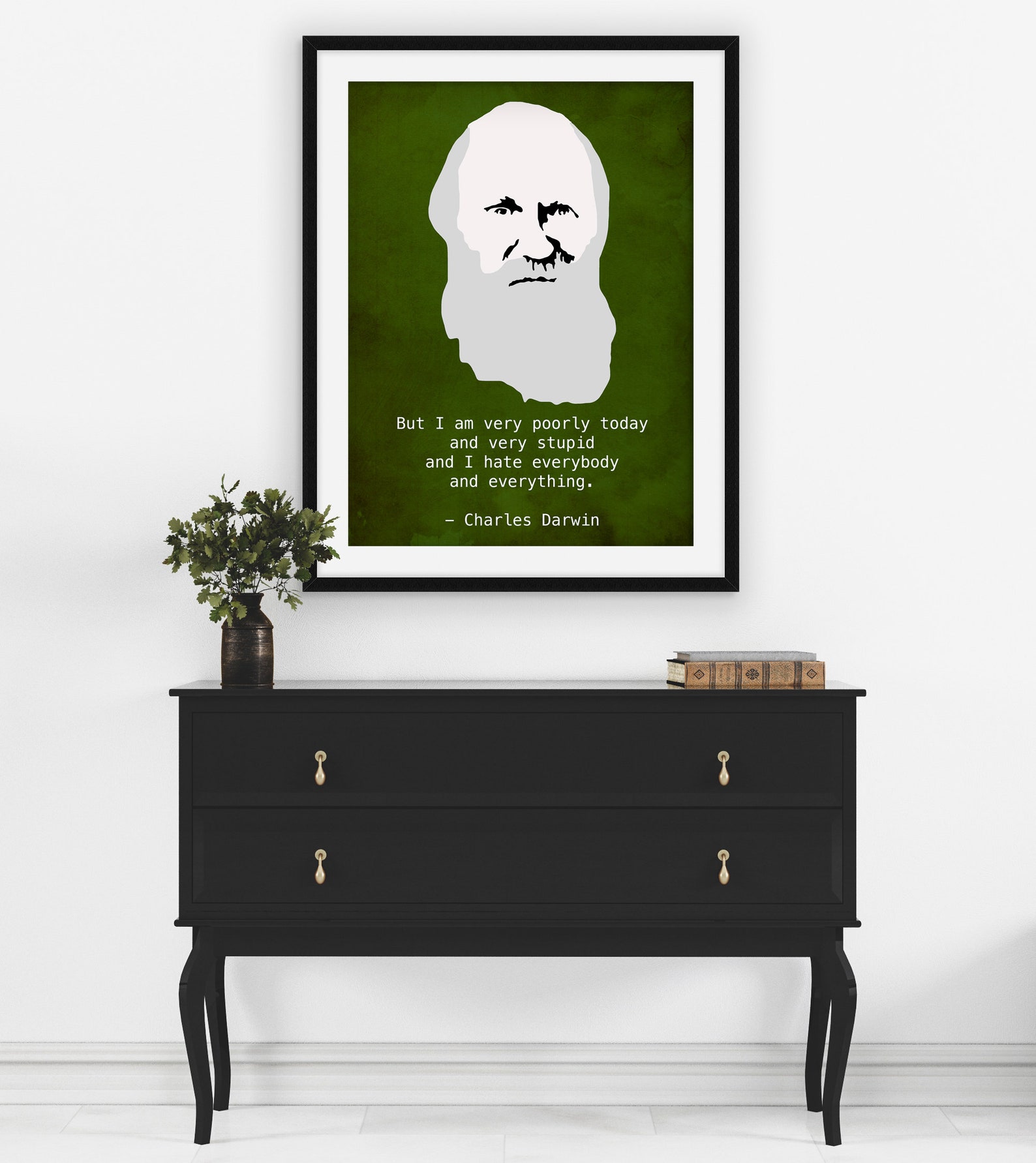 Charles Darwin Grumpy Art Print Funny Quote Minimalist - Etsy
