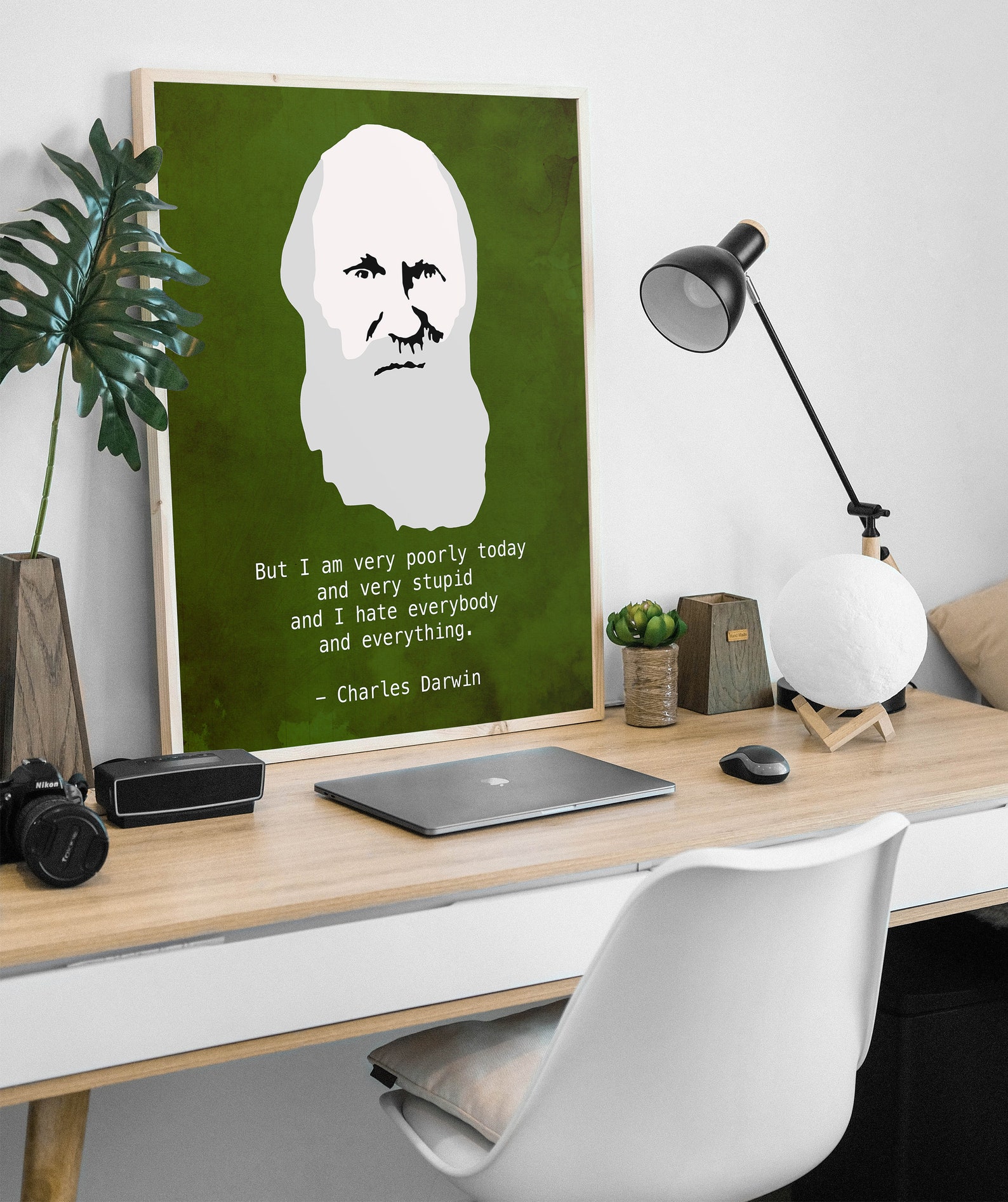 Charles Darwin Grumpy Art Print Funny Quote Minimalist - Etsy