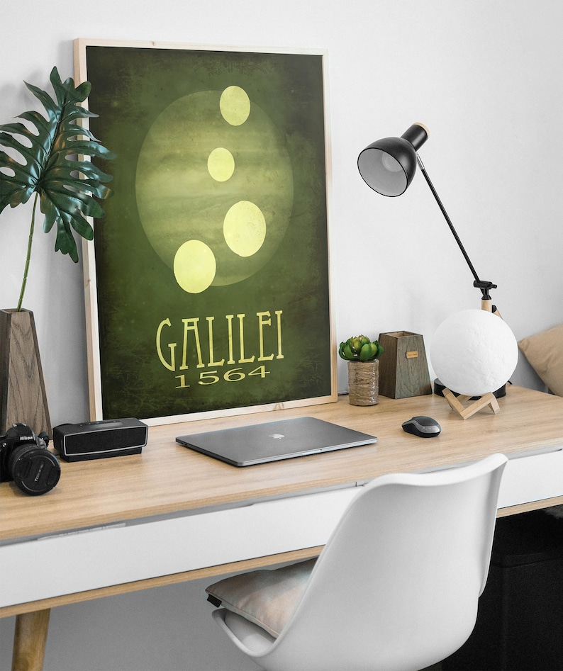 Galileo Astronomy Art Print, Jupiters Moons Space Decor, Astrophysics ...