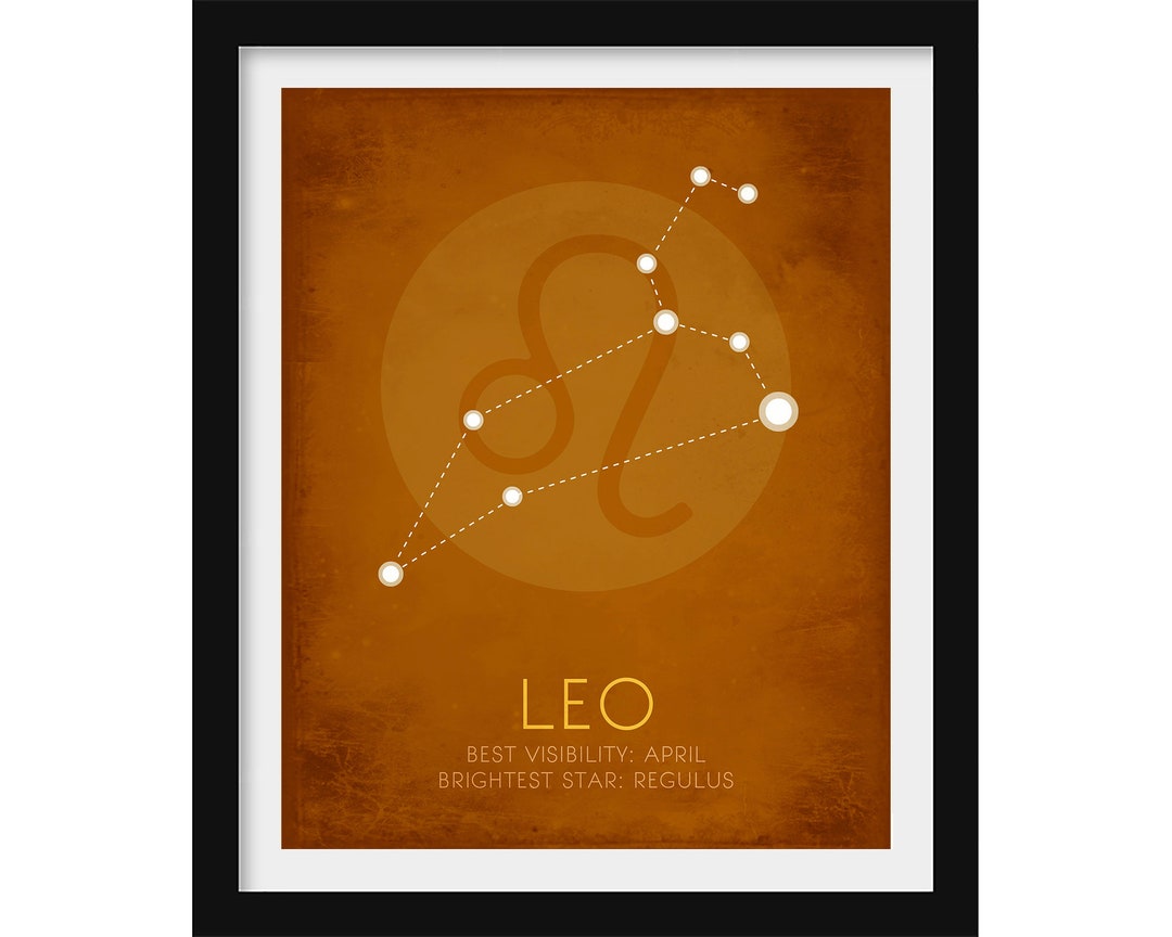 Leo Zodiac Sign, Star Constellation Art Print, Astrology Illustration ...