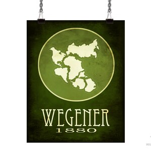 Alfred Wegener Geology Art Print - Pangea Map Illustration ...
