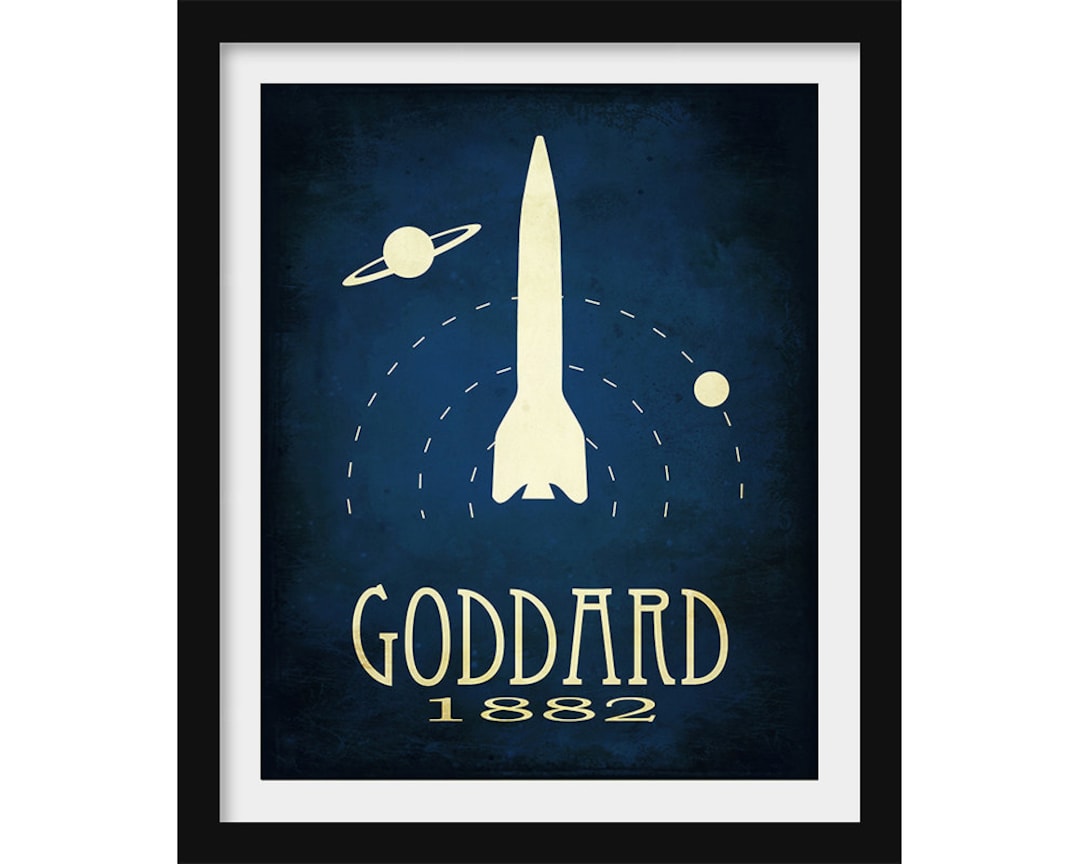 Robbert Goddard Space Art Print, Rocket Illustration for Engineer or ...