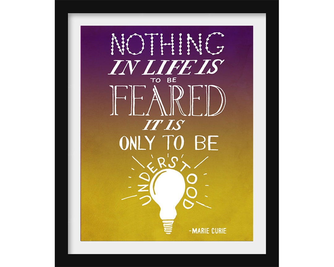 Marie Curie Quote Art Print, Motivational Science Classroom Decor, Hand ...