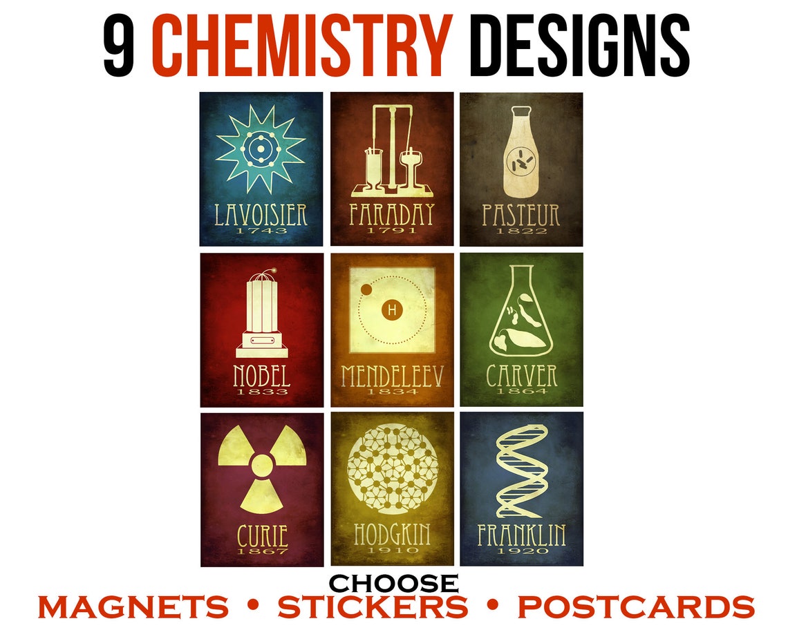 Chemistry Stickers, Fridge Magnets, Laptop Stickers Pack, Vinyl Decal ...