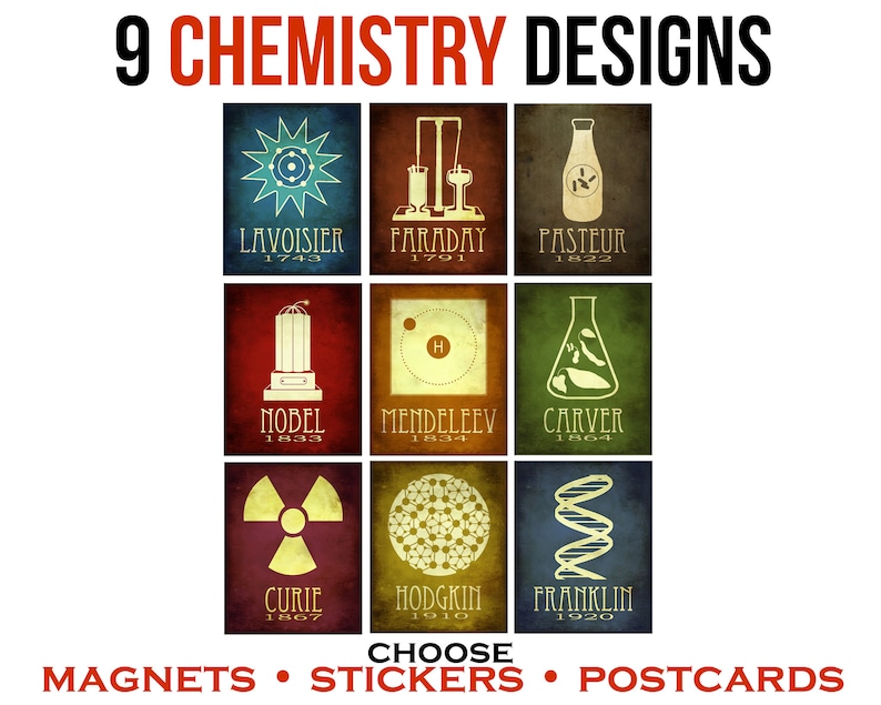 Chemistry Stickers, Fridge Magnets, Laptop Stickers Pack, Vinyl Decal ...