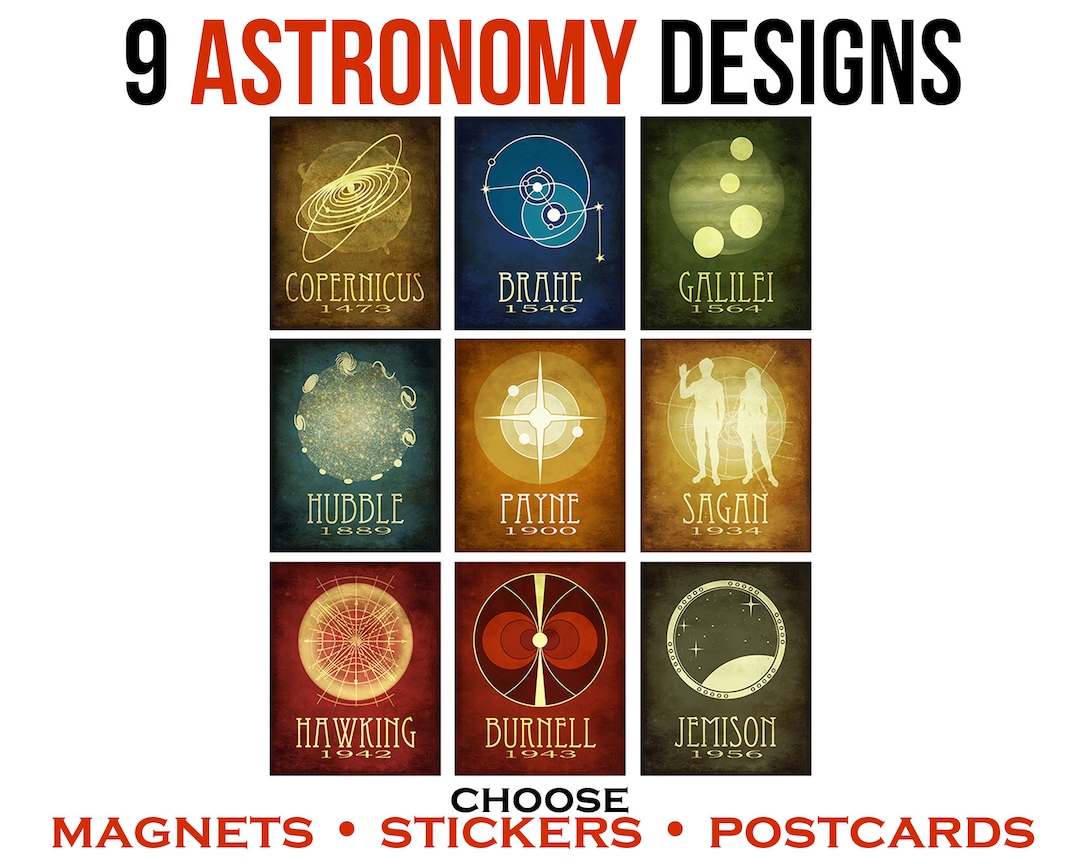 Famous Astronomers Art: Stickers, Magnets, or Postcards Gift Pack - Etsy