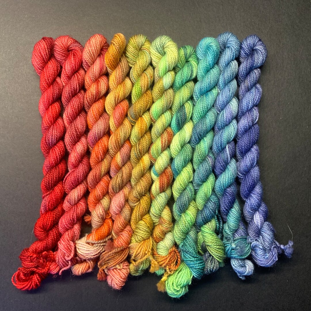 Rainbow 5 - 100g Mini Micro Skein Set of Gradient Hand Dyed Sock Yarn ...