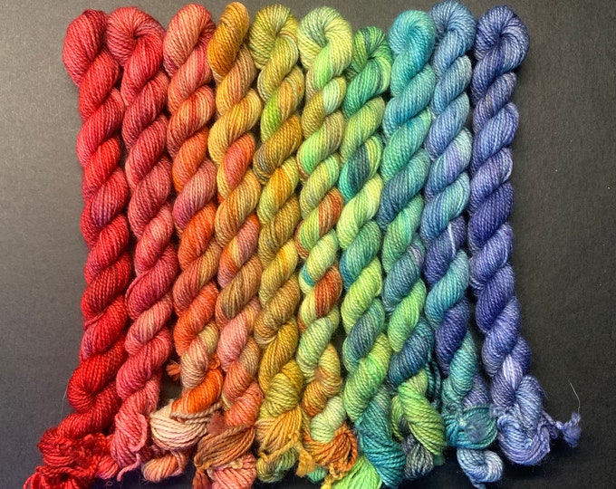 Rainbow 5 - 100g Mini Micro Skein Set of Gradient Hand Dyed Sock Yarn ...