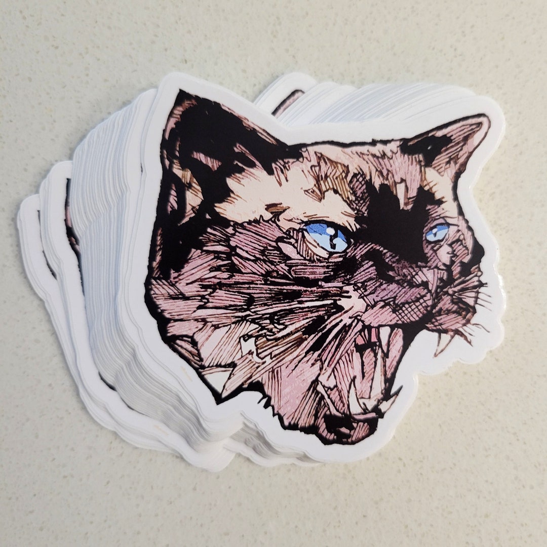 Graphic Hissing Himalayan Cat Glossy Finish Vinyl Sticker - Etsy