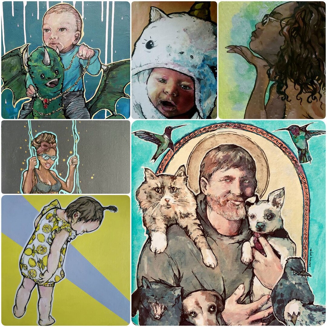 Custom Quirky Graphic Portraits Baby Husband Wife Family Friend ...