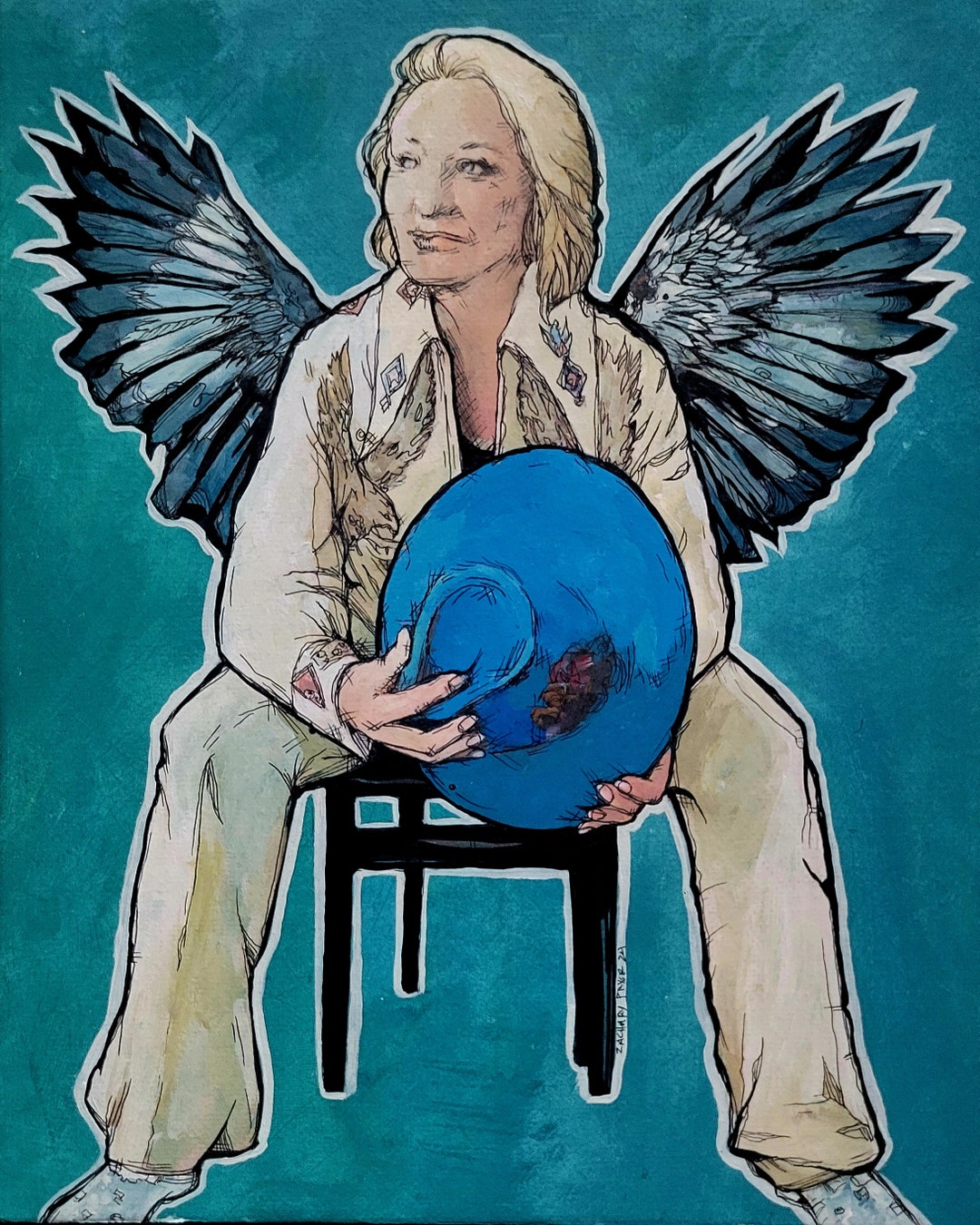 FAIRY Tanya Tucker Texas State Bird Mockingbird Wings Matted Original ...