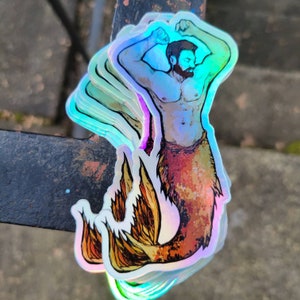 Holographic Sexy Gay Muscle Merman Mermaid Vinyl Sticker Glossy Finish ...
