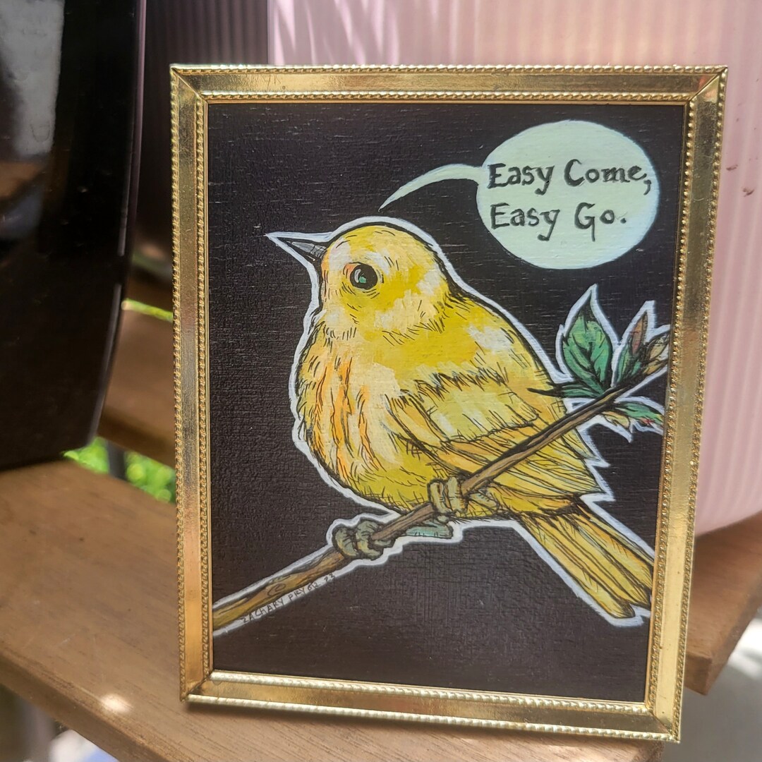 L'il Lard Butt Ennui Bird Series Yellow Warbler Tiny Framed Original ...