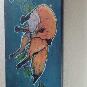 Fox and the Grapes Acrylic Botanical Art Painting on Wood Wall Art Home ...