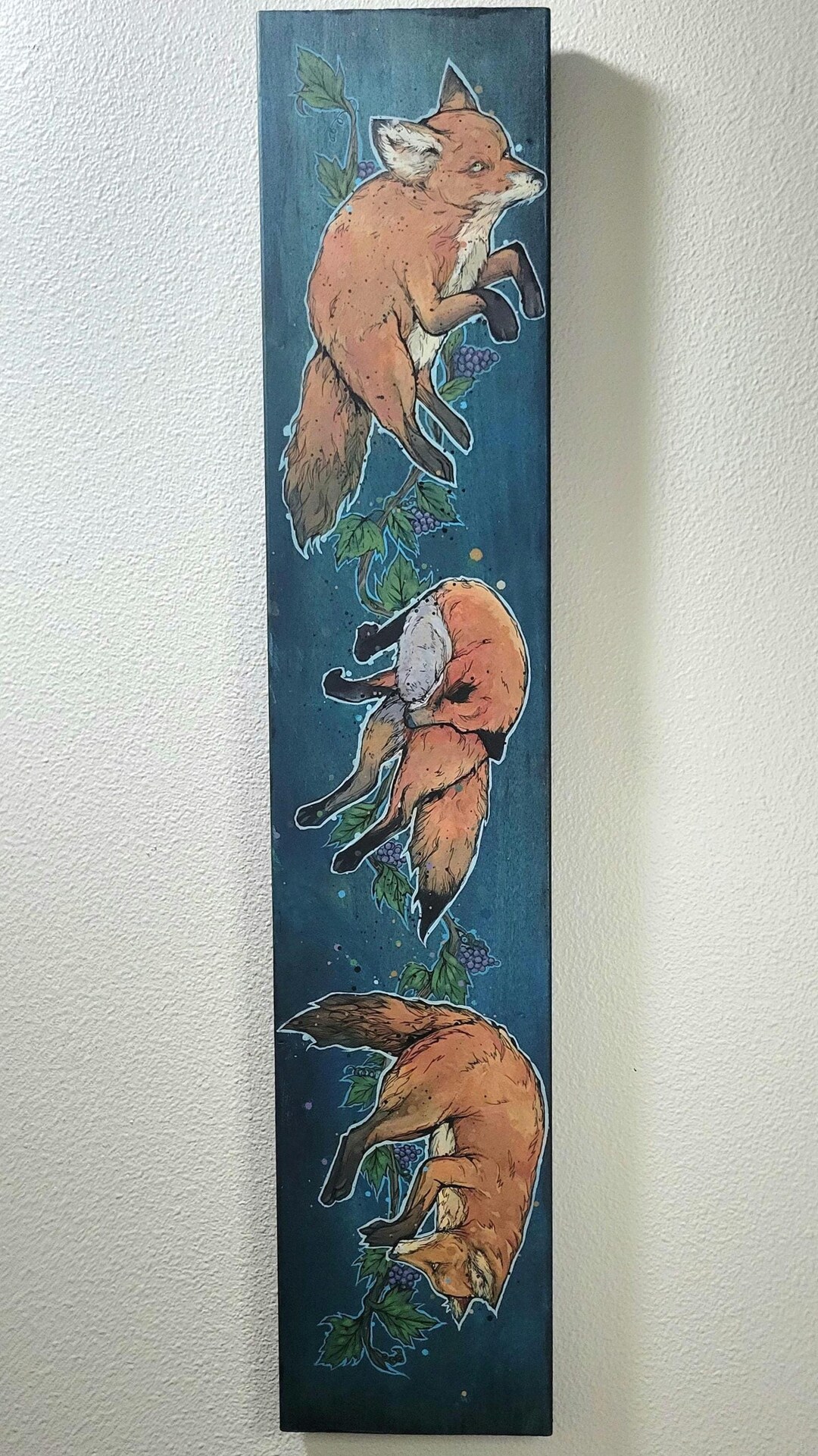 Fox and the Grapes Acrylic Botanical Art - Painting on Wood - Wall Art ...