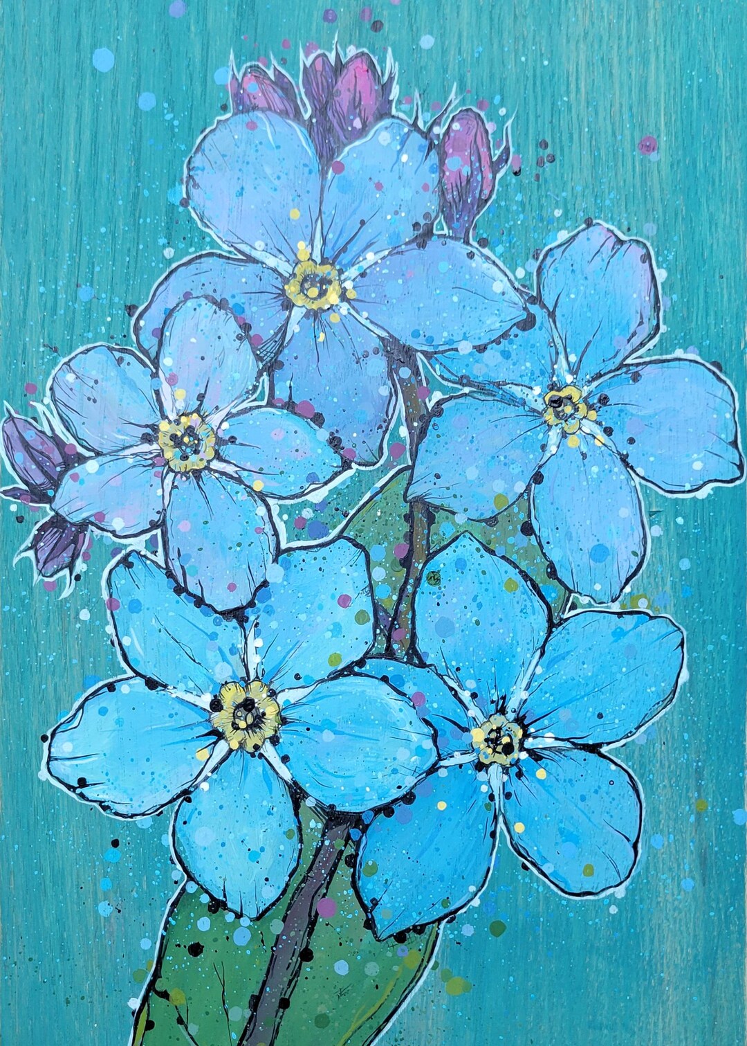 FORGET ME NOT Acrylic Botanical Art Limited Giclee Print Wall Art Home ...