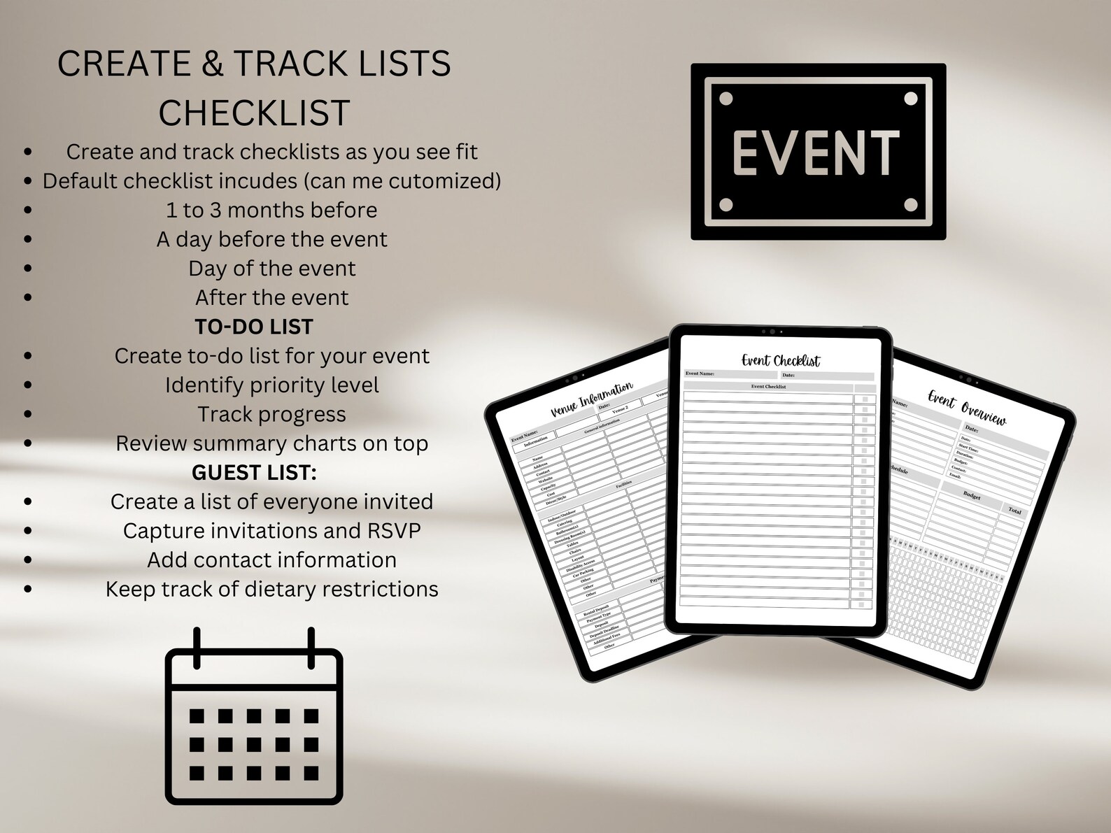 Event Planner Template, Digital Event Planner, Event Party Budget ...