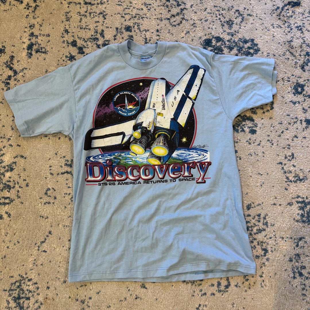 Vintage Discovery Space Shuttle Dirt Shirts Single Stitch Blue Cotton ...