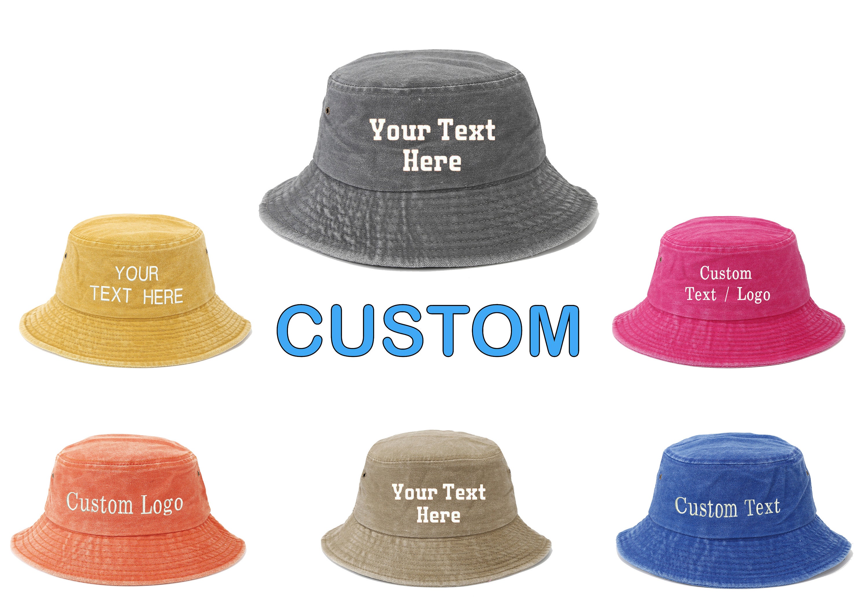 Custom Bucket Hat Embroidered Custom Personalization Sun Hat Camping
