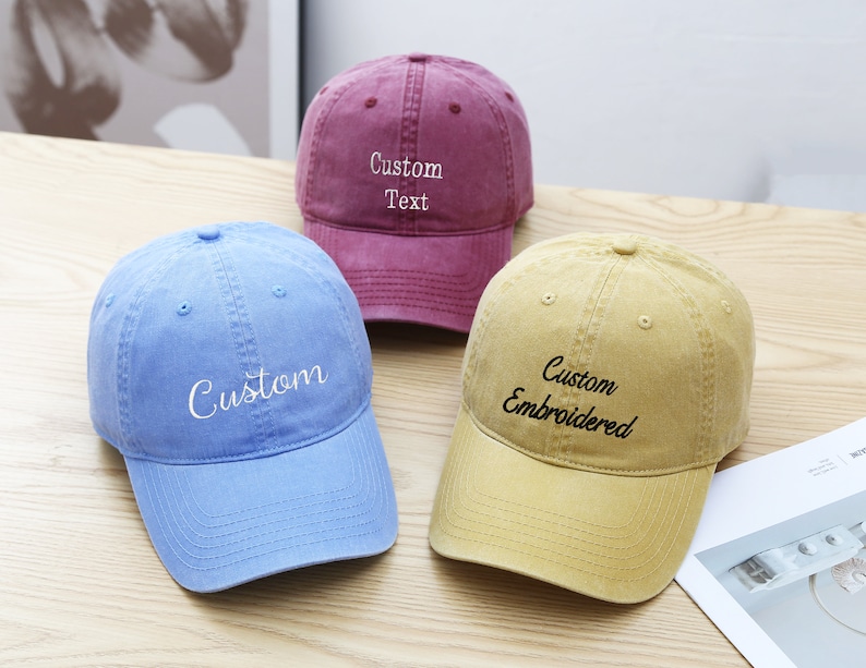 Personalized Text Hat, Custom Logo Embroidered Hat, Retro Baseball Hat ...