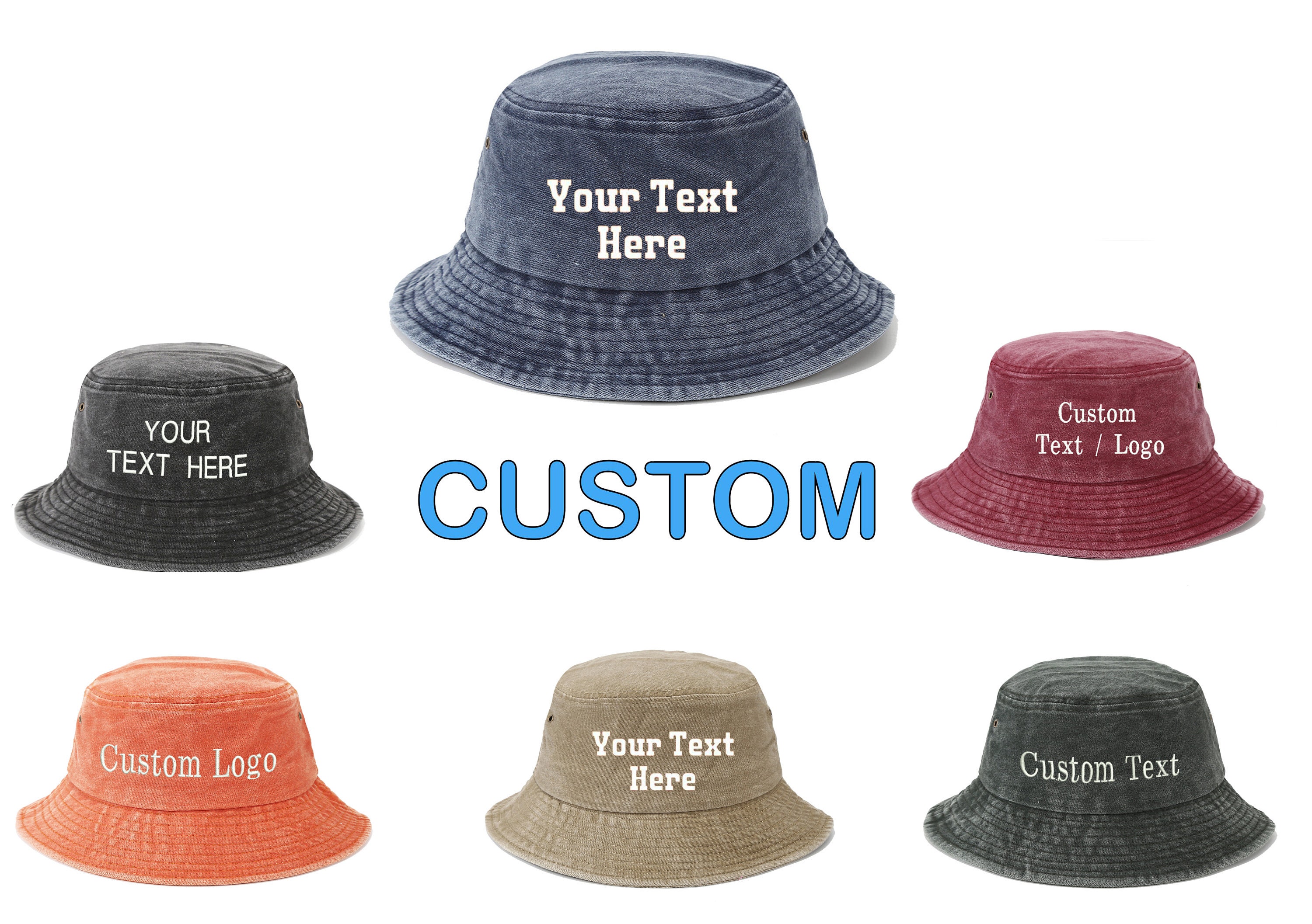 Custom Bucket Hat Embroidered Hat Custom Logo Embroidery Name Bucket ...