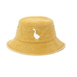 Bucket Hat,silly Goose Camping Cap, Embroidered Funny Duck Cotton Hat ...