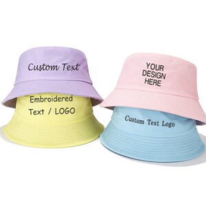 Customized Embroidered Bucket Hat Custom Text Embroidery Bucket Hat ...