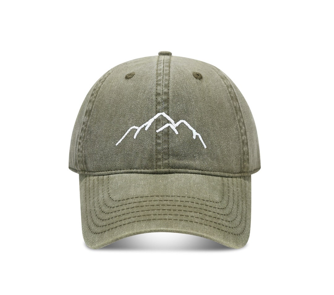 Mountains Embroidered Washed Cotton Cap Hat Embroidered Cap Baseball ...