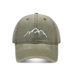 Mountains Embroidered Washed Cotton Cap Hat Embroidered Cap Baseball ...