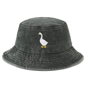 Bucket Hat,silly Goose Camping Cap, Embroidered Funny Duck Cotton Hat ...