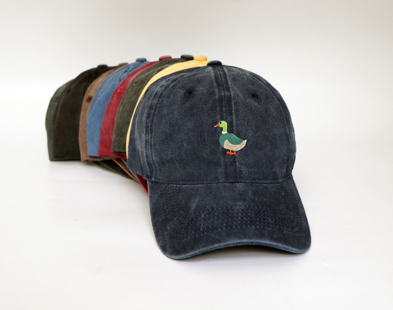 Cotton Cap Duck Embroidery Design,embroidered Vintage Washed Out Style ...