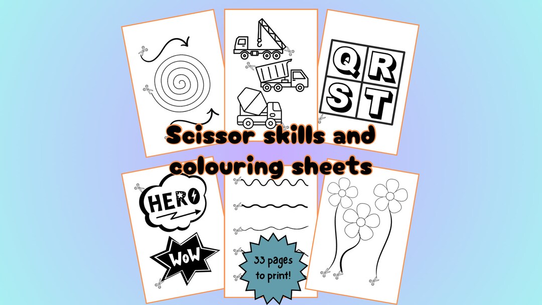 Scissor Skills and Colouring Pages - Etsy