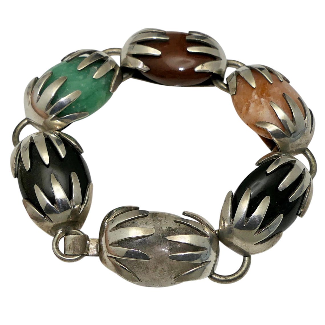 Vintage Los Castillo Hands Holding Gemstones Taxco Mexican Sterling ...