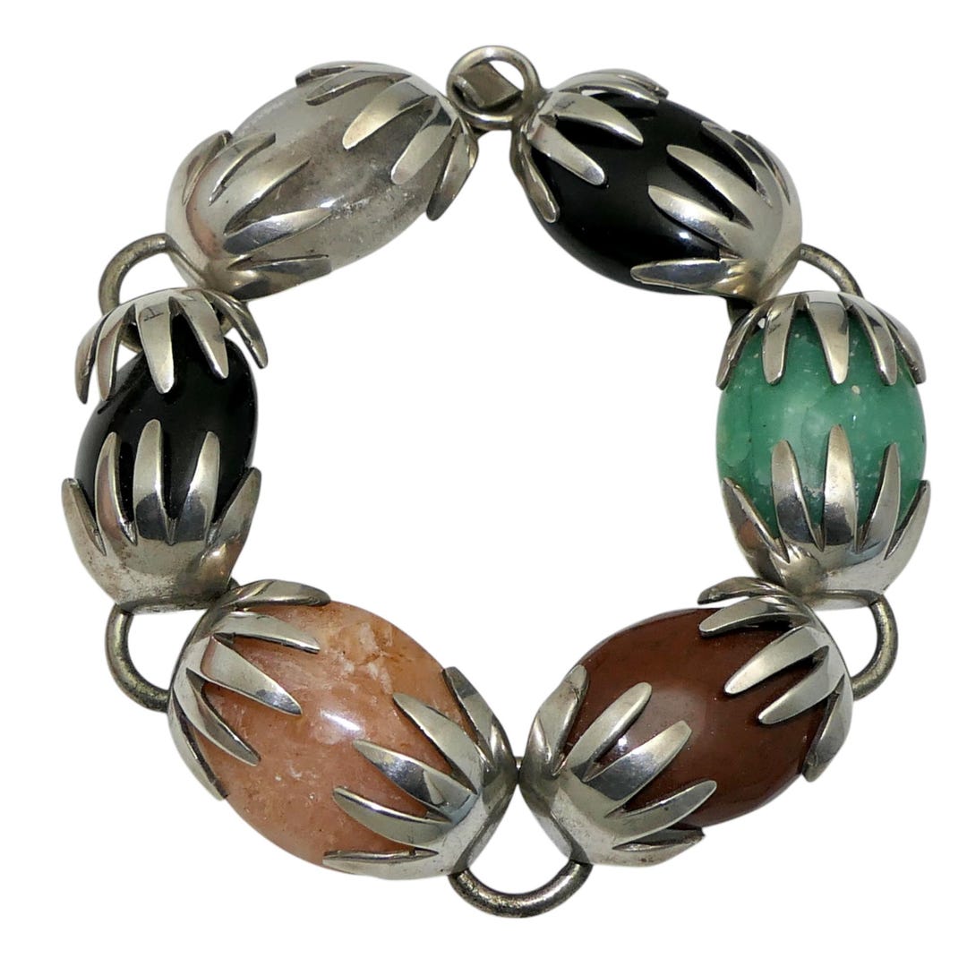 Vintage Los Castillo Hands Holding Gemstones Taxco Mexican Sterling ...
