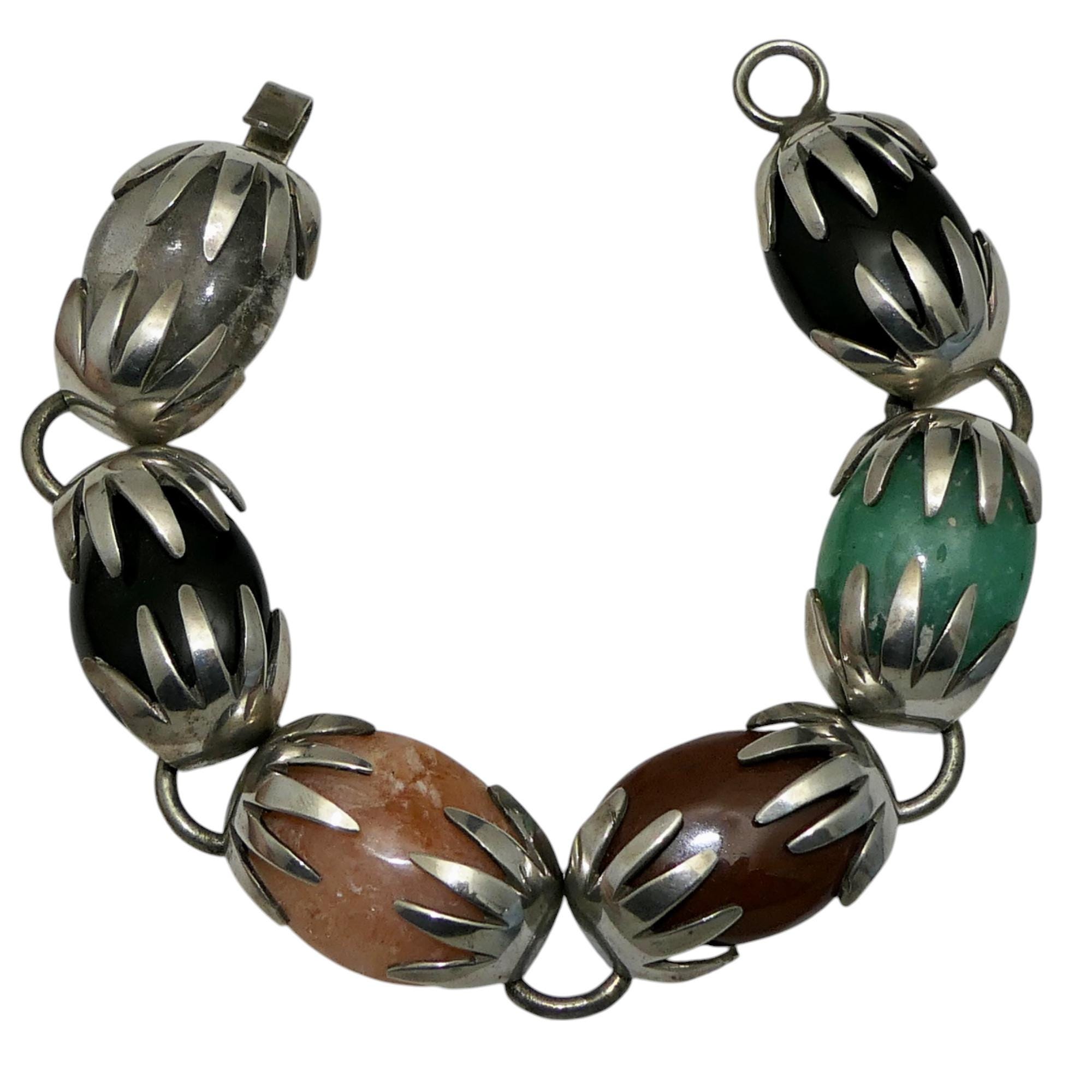 Vintage Los Castillo Hands Holding Gemstones Taxco Mexican Sterling ...