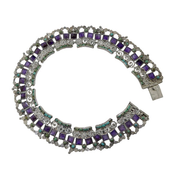 1950's MATL Matilde Poulat Amethyst Turquoise Sterlin… - Gem