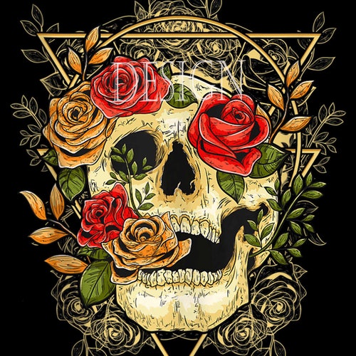 Vintage Skull Roses Sublimation Design PNG Digital Download - Etsy
