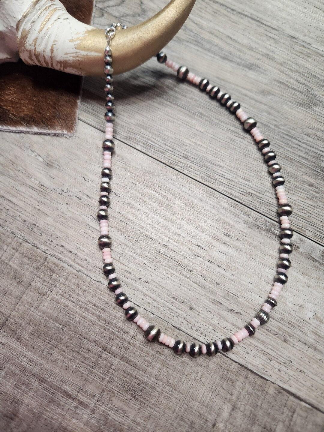 Navajo/pink Conch Clasp Necklace - Etsy