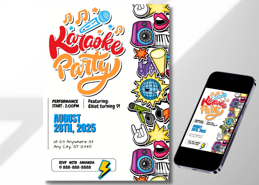 Karaoke Party Invitation-5x7 Digital Karaoke Night Invitation - Etsy