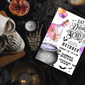 Halloween Party Invitation-eat Drink and Be Scary 5x7 Digital Spooky ...