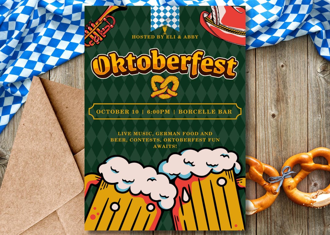 Octoberfest Party Invitation- 5x7 Digital Party Invitation - Etsy