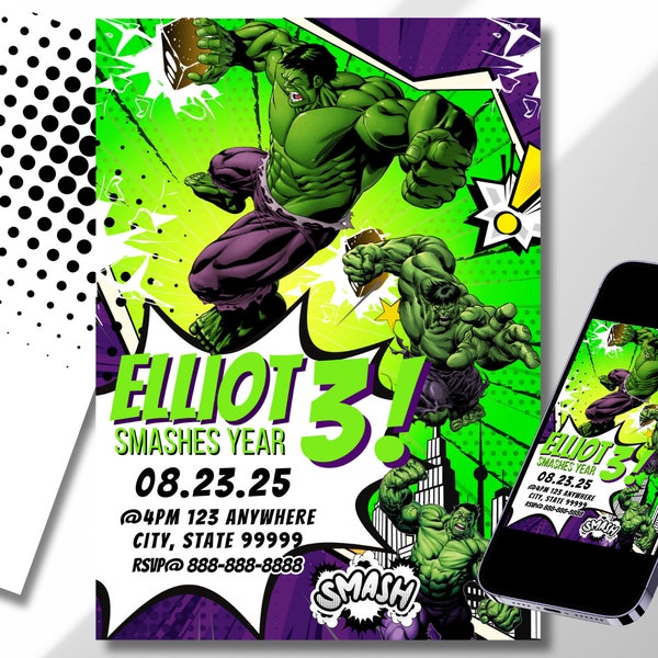 Hulk Invitations - Etsy