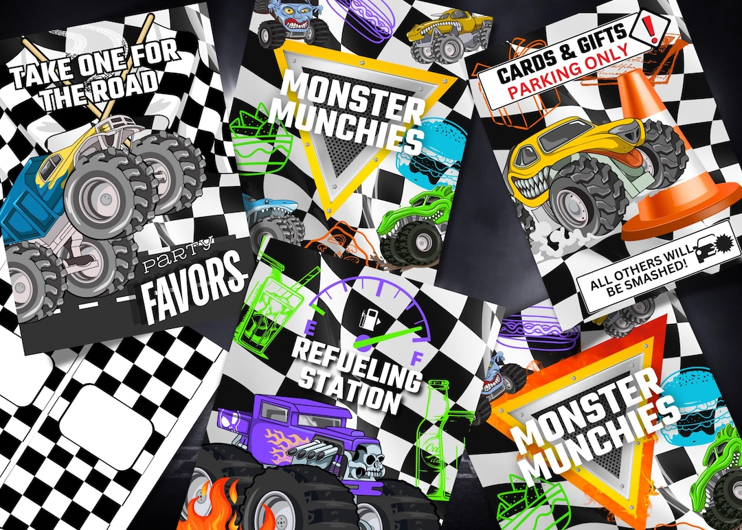 Monster Truck Table Signs- Digital 8x10 With Table Tents - Etsy