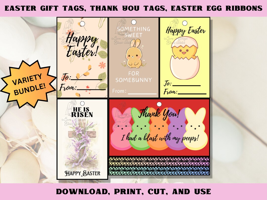 Printable Easter Gift Tag Variety Thank You Tag Easter Favor Tag Easter ...