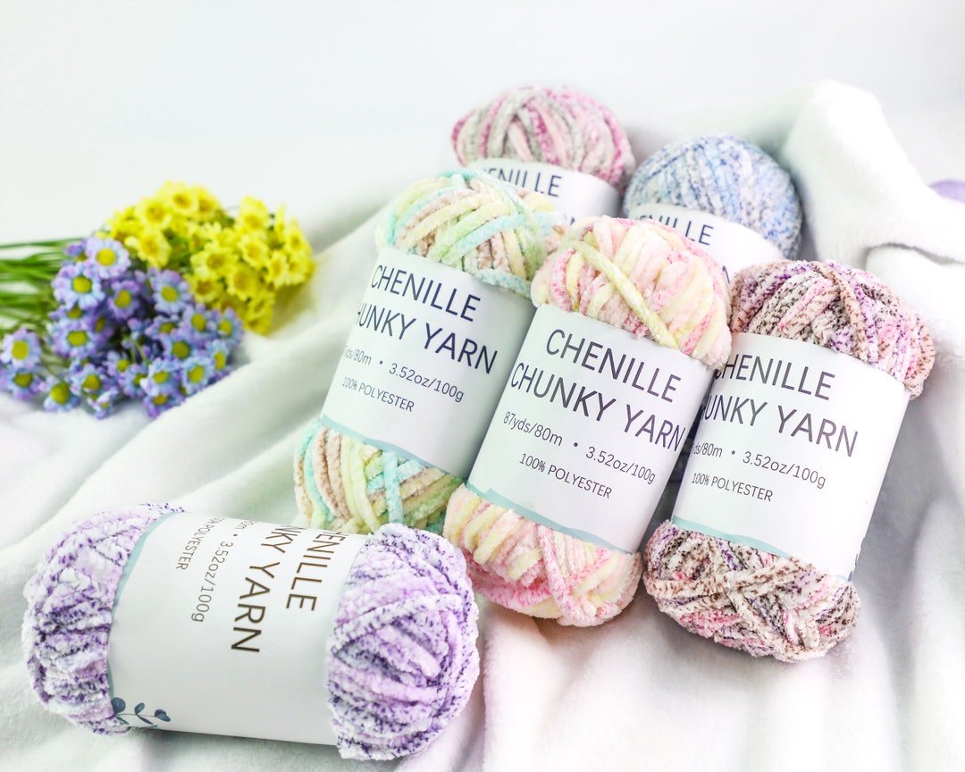 Pastel Chunky Crochet Yarn, 6mm Diy Scarf Yarn, Plush Yarn, Blanket ...