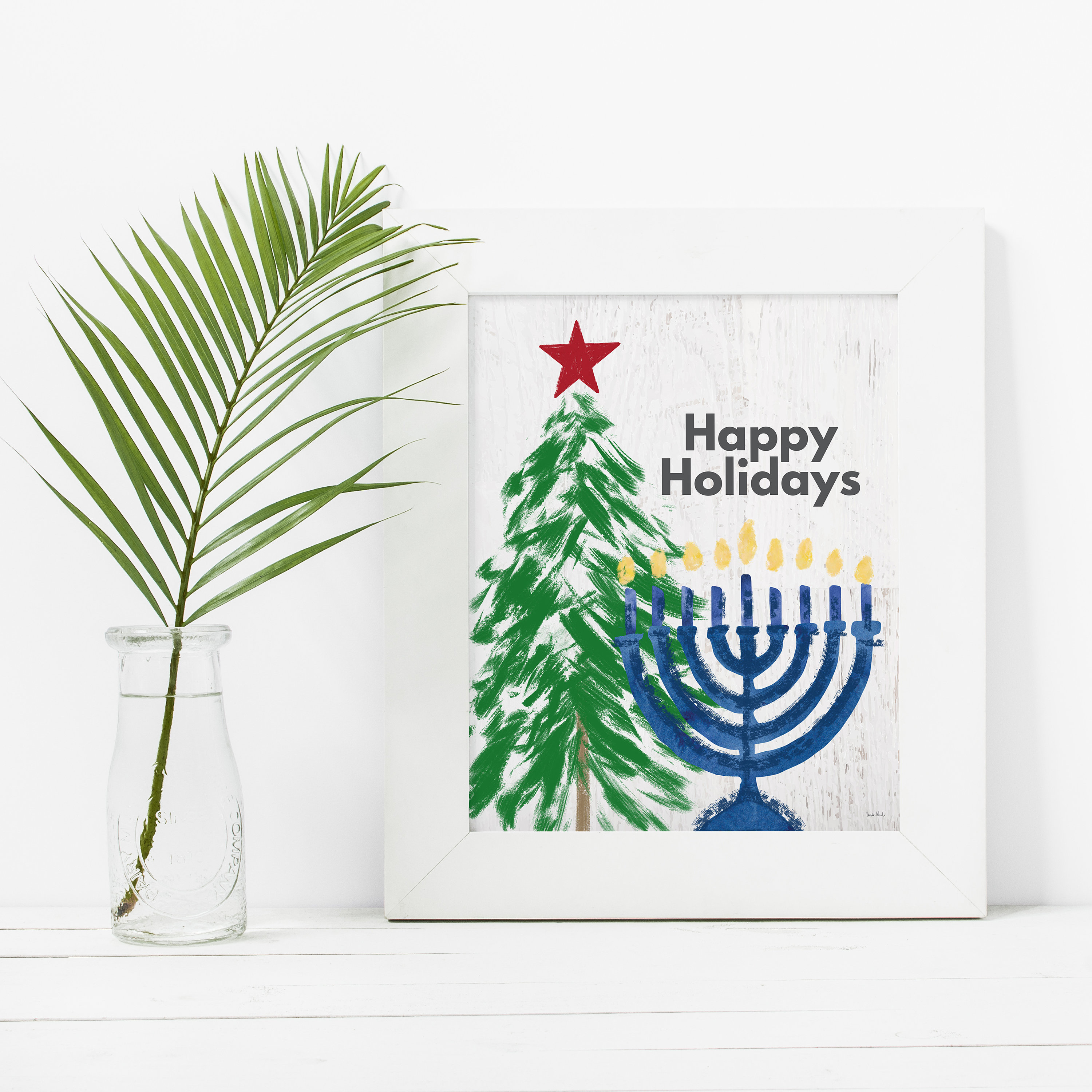 Happy Holidays Tree and Menorah- Instant Download, Christmas, Hanukkah ...