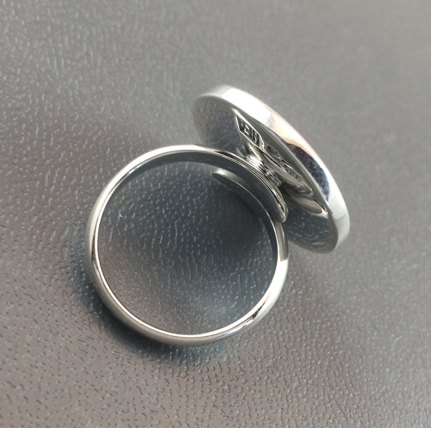 Sterling Silver Ring Finding 20mm Round Bezel Adjustable Ring - Etsy