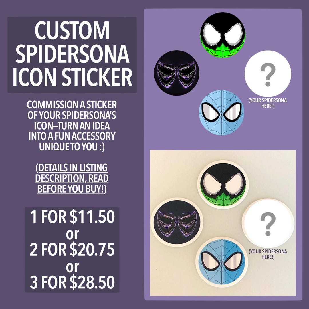 Custom Spidersona Icon Sticker | Commission | Water Resistant Vinyl ...