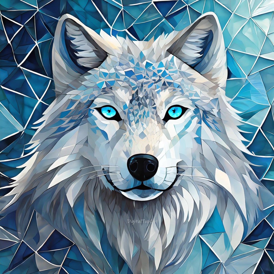 Mosaic Wolf Clipart Digital Download, Card Making, Backgrounds ...