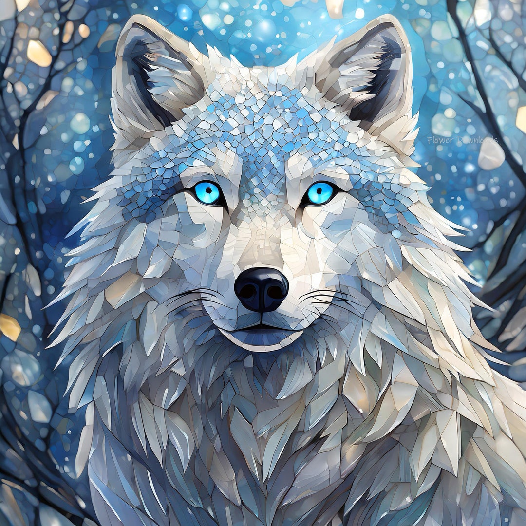 Beautiful Mosaic Wolf Clipart Digital Download, Card Making ...